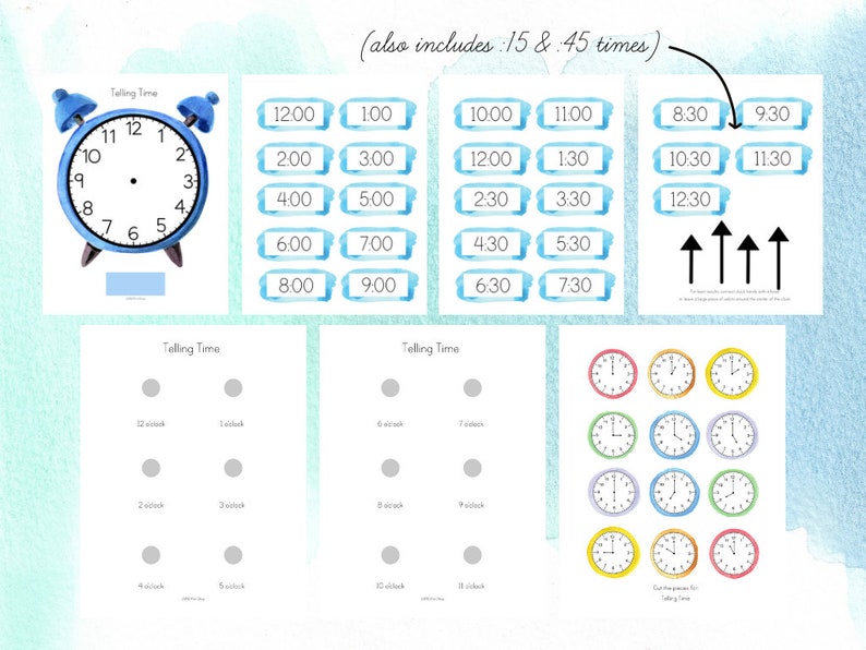 Time Telling Busy Book Bag Activity Bundle - Worksheets Clip Cards ...