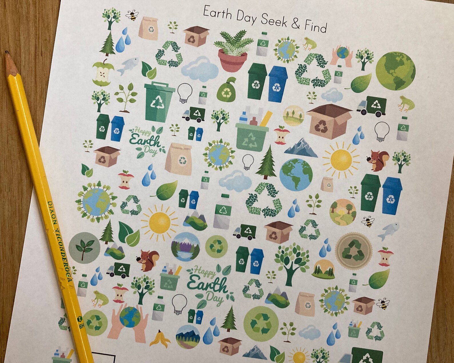 Earth Day Ispy Seek and Find Printable Worksheet Counting - Etsy