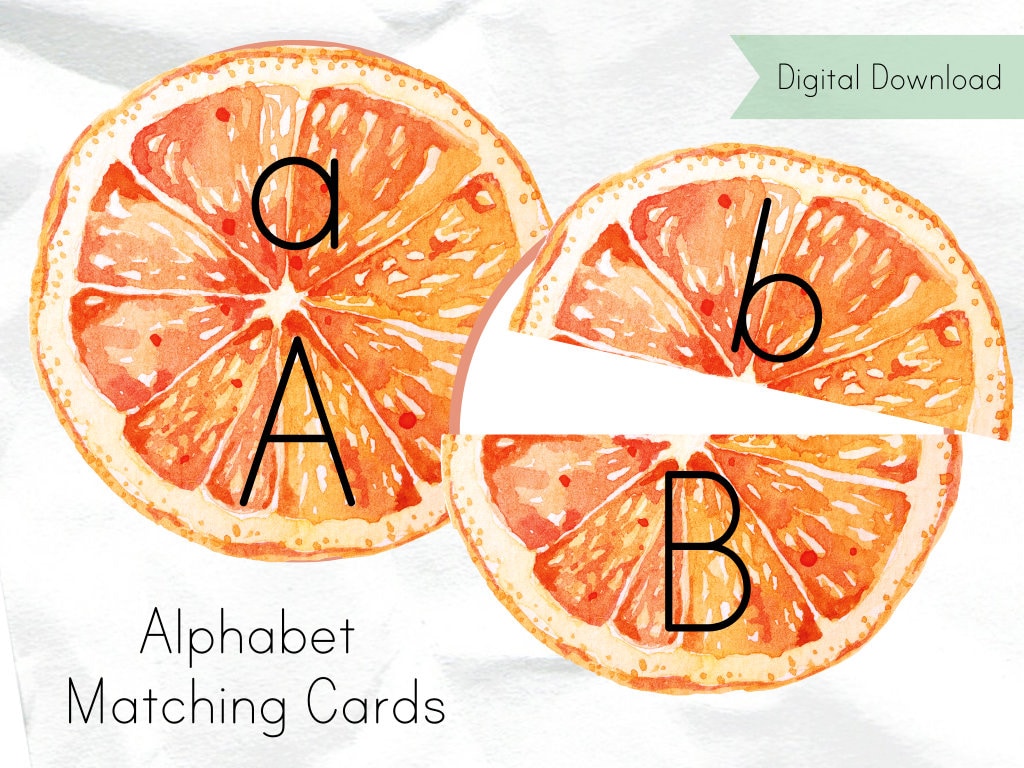 Alphabet Matching Cards Orange Fruit Letters Busy Bag | Etsy