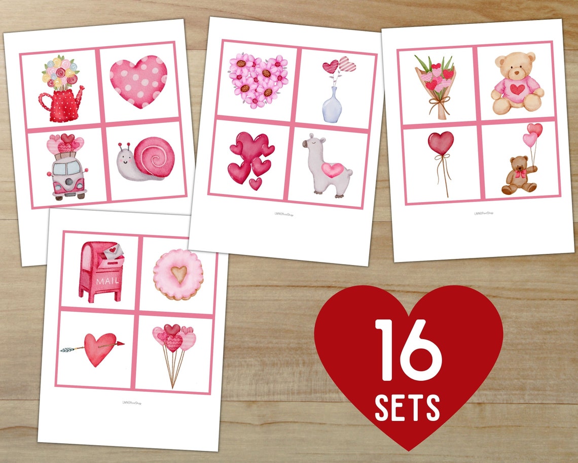 Valentines Day Shadow Matching Cards Preschool Printable - Etsy