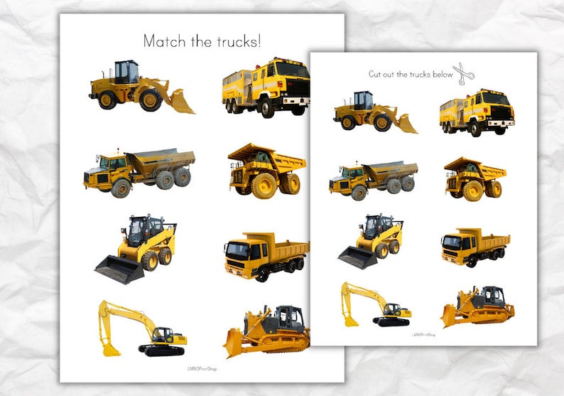 Truck Matching Preschool Printable Construction Busy Book | Etsy