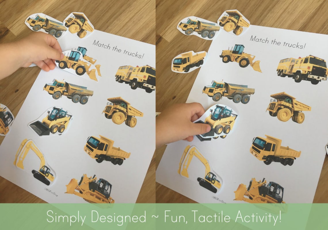 Truck Matching Preschool Printable Construction Busy Book | Etsy