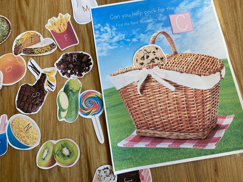 Picnic Basket Food Letter Match Alphabet Learning Game - Etsy