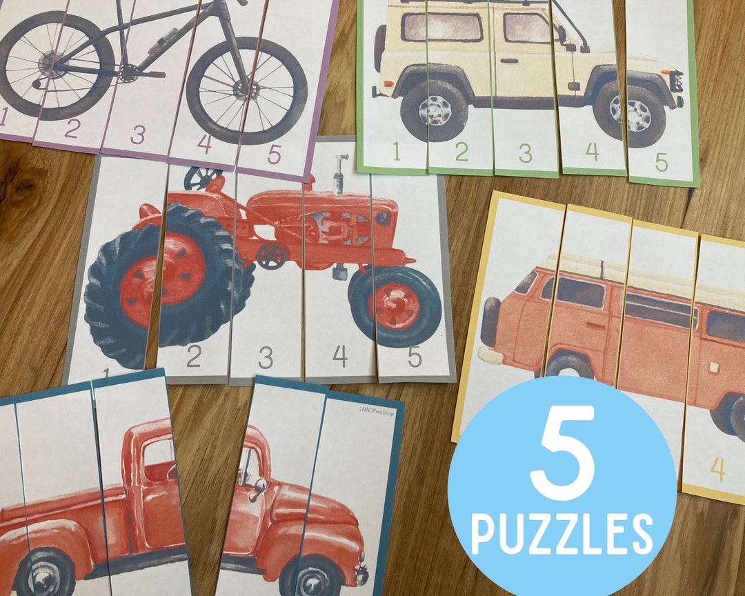 Cars Vehicles 1-5 Counting Puzzles - Preschool Toddler Printable ...