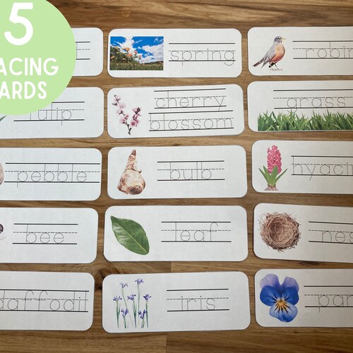 Spring Writing Practice Tracing Cards Toddler Preschool - Etsy