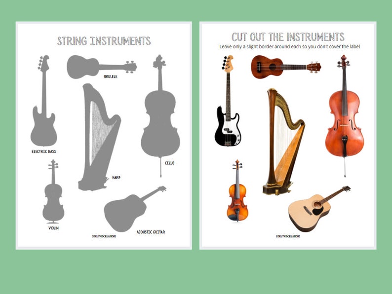 Musical Instruments Matching Sorting Busy Book Binder Learning - Etsy