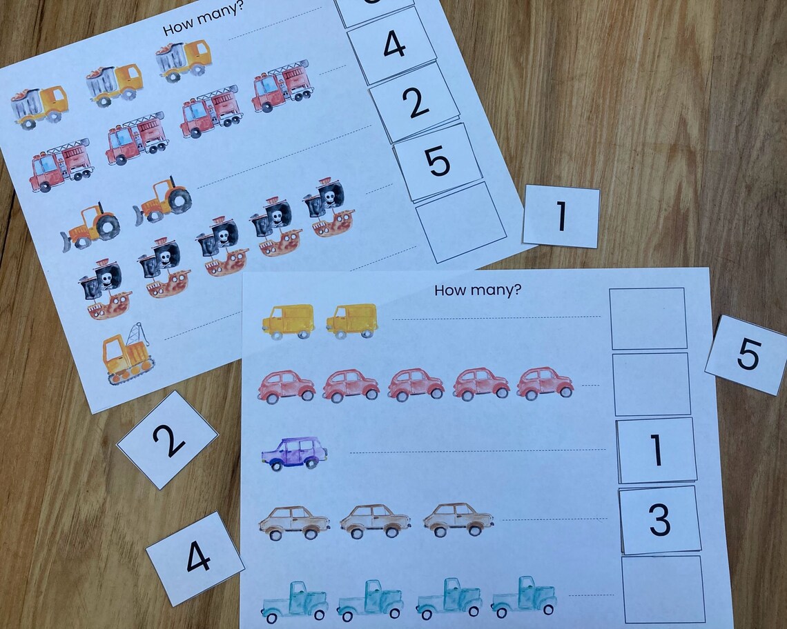 Cars & Trucks Busy Book COUNTING How Many NUMBERS 1-5 - Etsy
