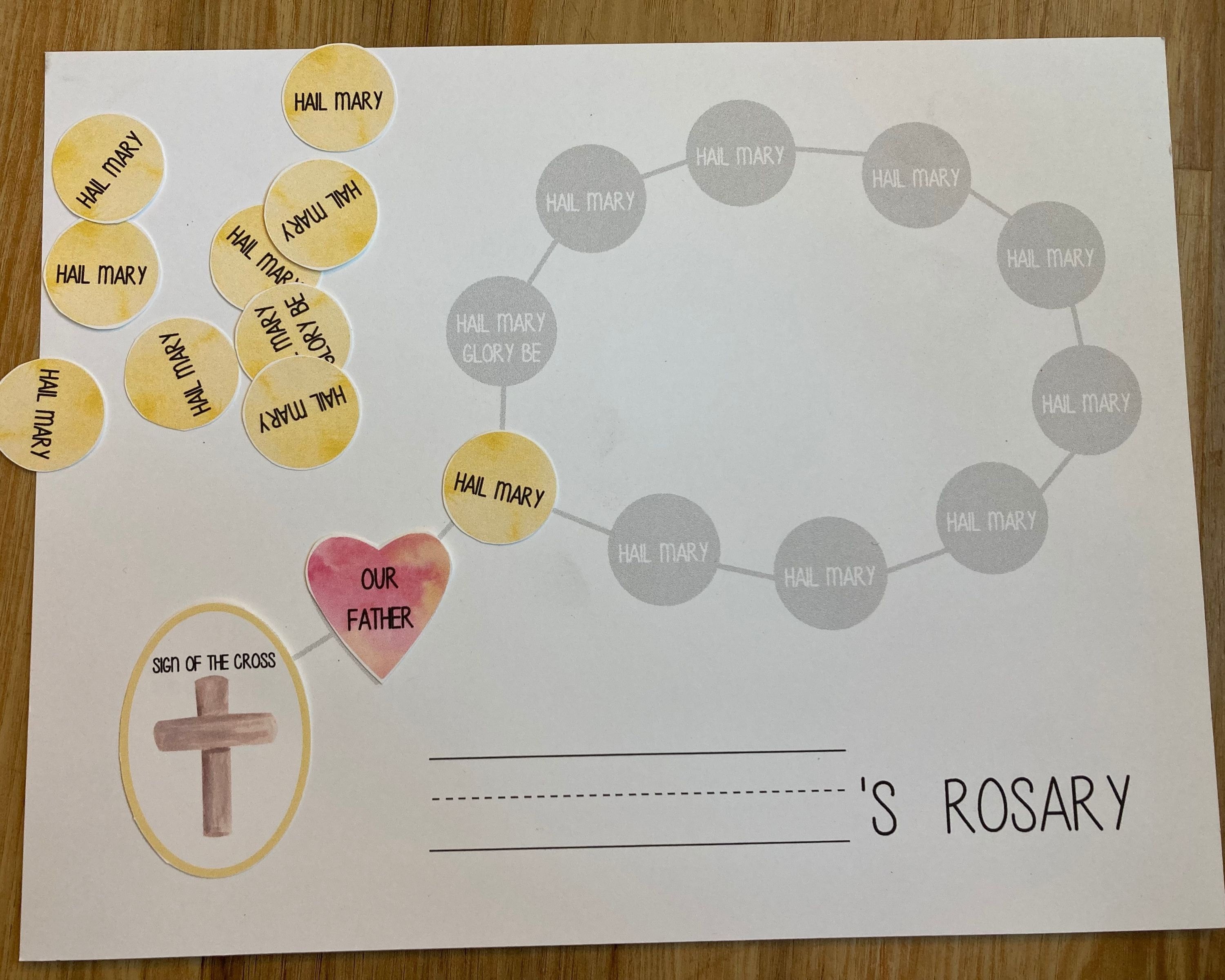Kids Rosary Printable - Childrens Prayer - Decade Learning Tool ...