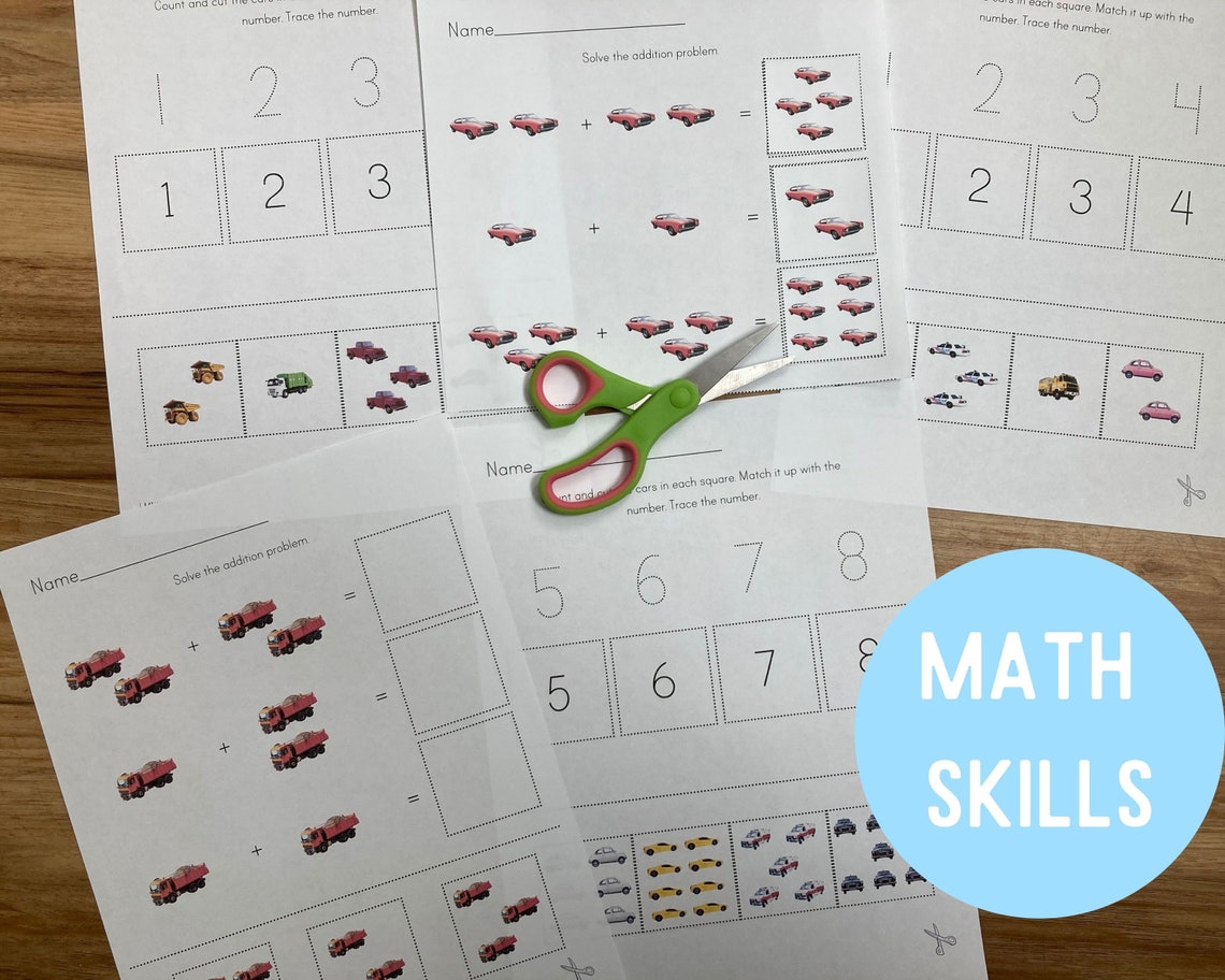 Cars Cut and Paste Worksheets - Printable Transportation Trucks ...