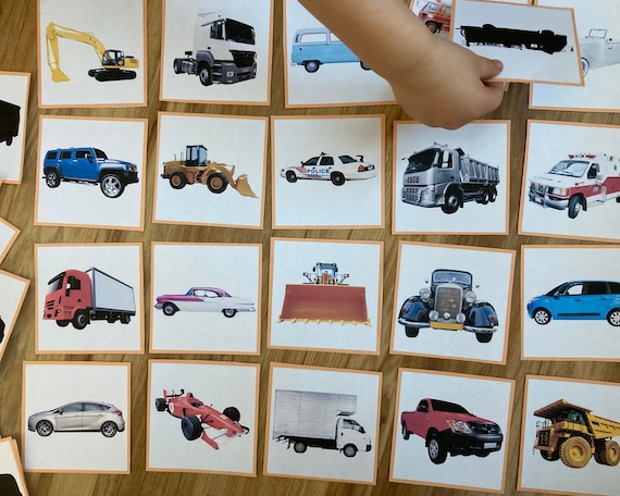 CARS TRUCKS Shadow Matching Cards Montessori Printable | Etsy