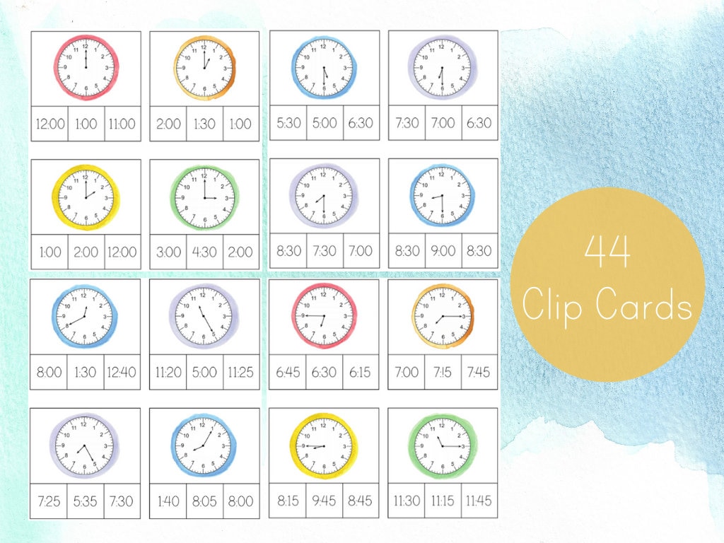 Time Telling Busy Book Bag Activity Bundle - Worksheets Clip Cards ...