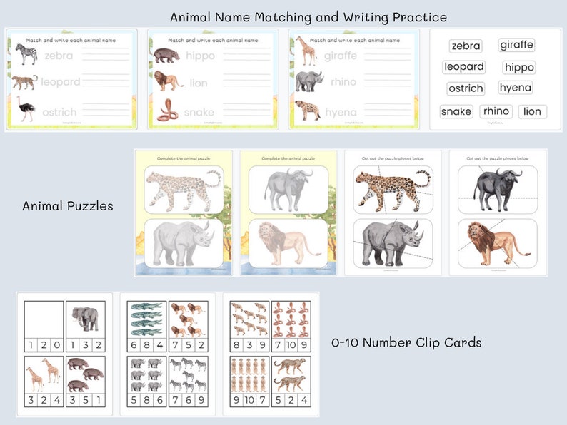 African Animal Busy Book Binder Learning MEGA Bundle | Etsy