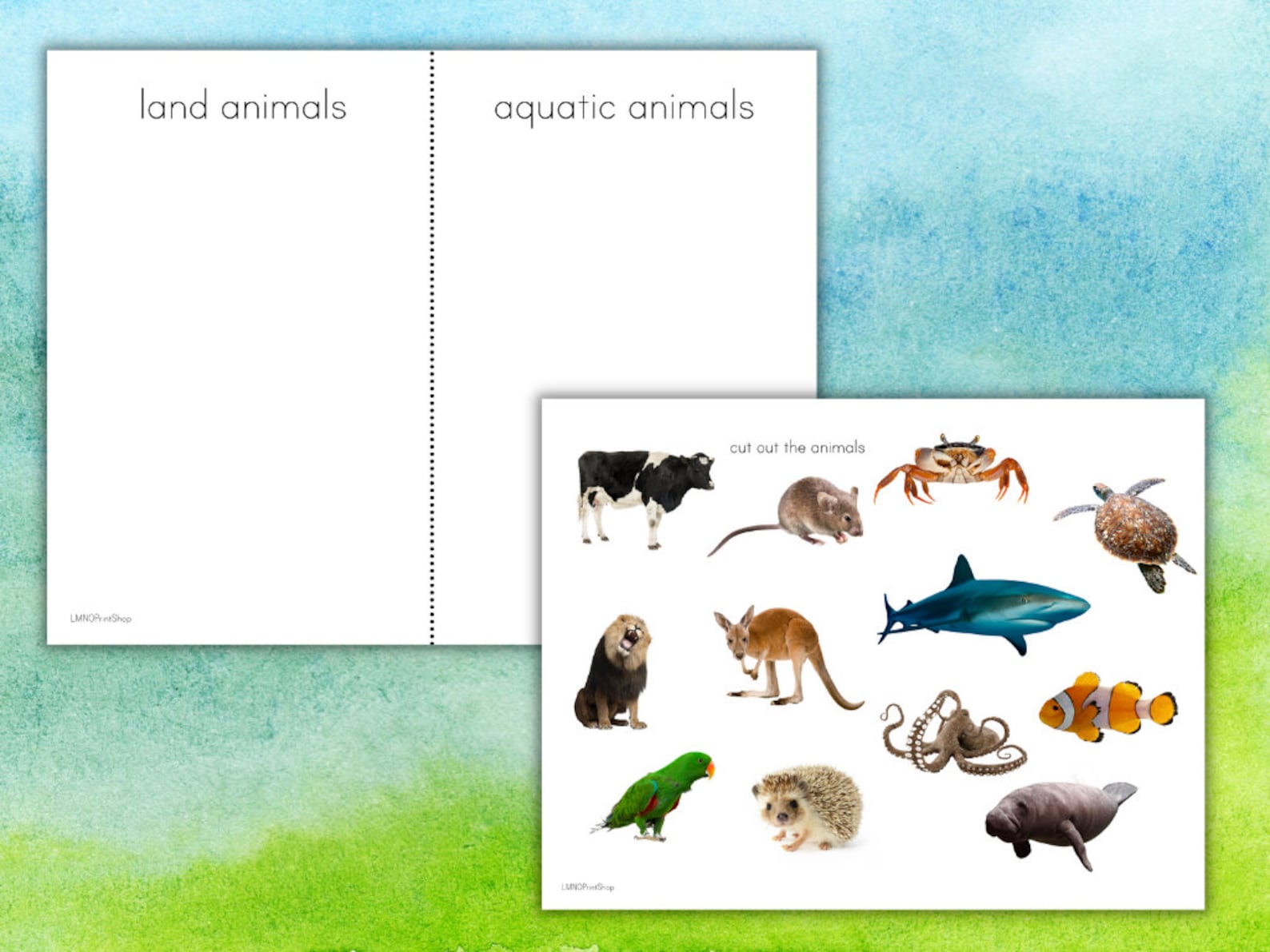 Land Animals Ocean Aquatic Mammals Birds Fish Sorting Life - Etsy