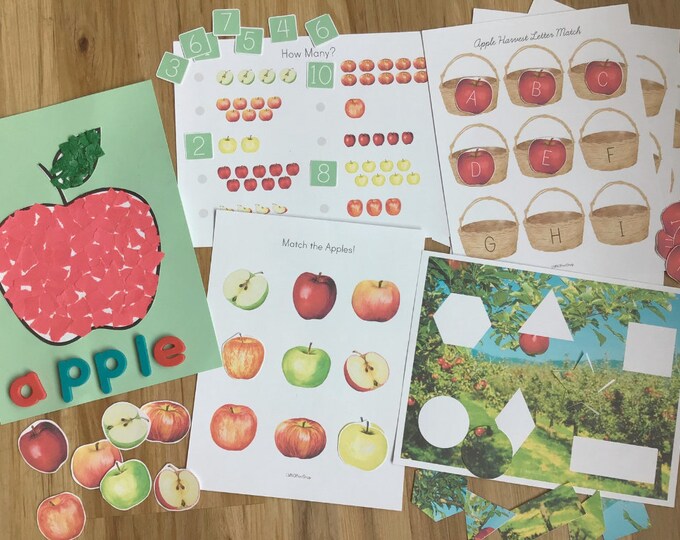 Apple Learning Pack: Montessori Matching & Counting Flashcards (PDF ...