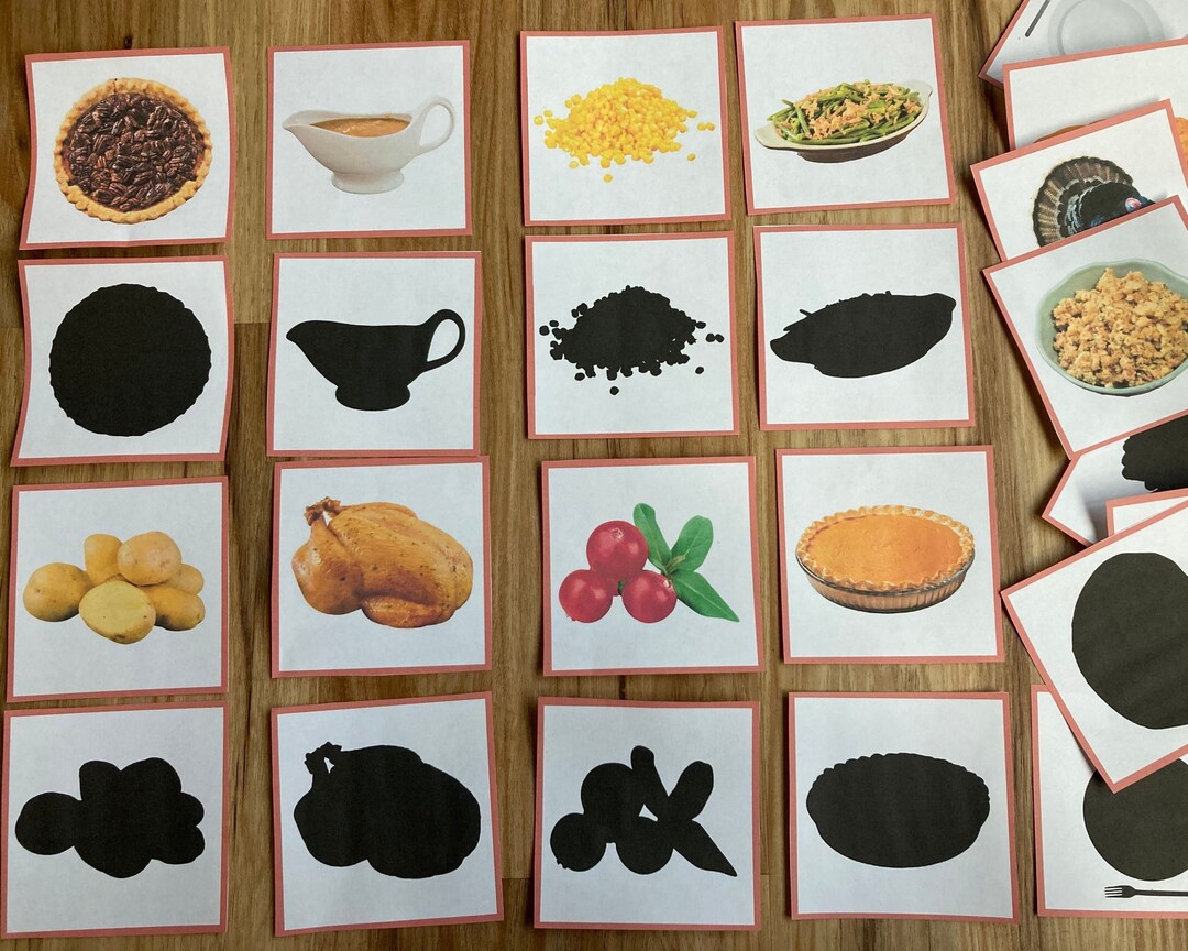 Thanksgiving Shadow Matching Cards - Fall Autumn Feast - Preschool ...
