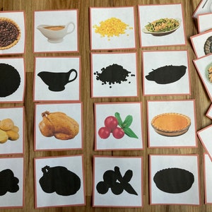 Thanksgiving Shadow Matching Cards - Fall Autumn Feast - Preschool ...