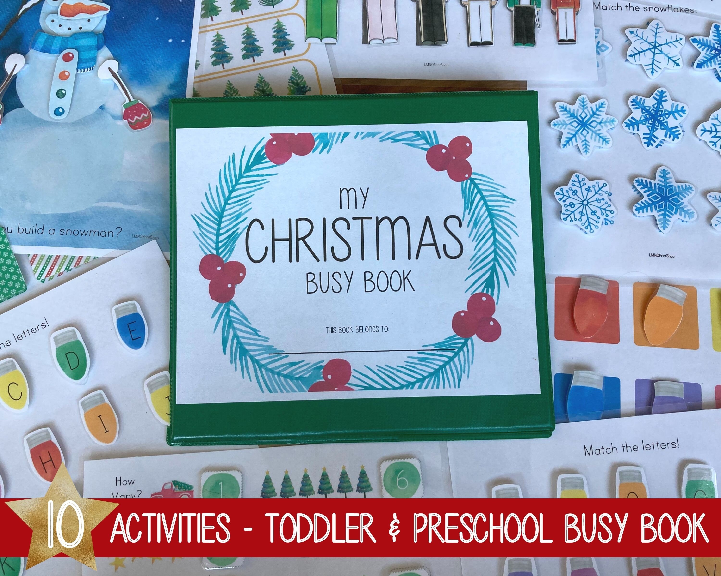 Christmas Busy Book - Preschool Learning Binder - Winter Snowman ...