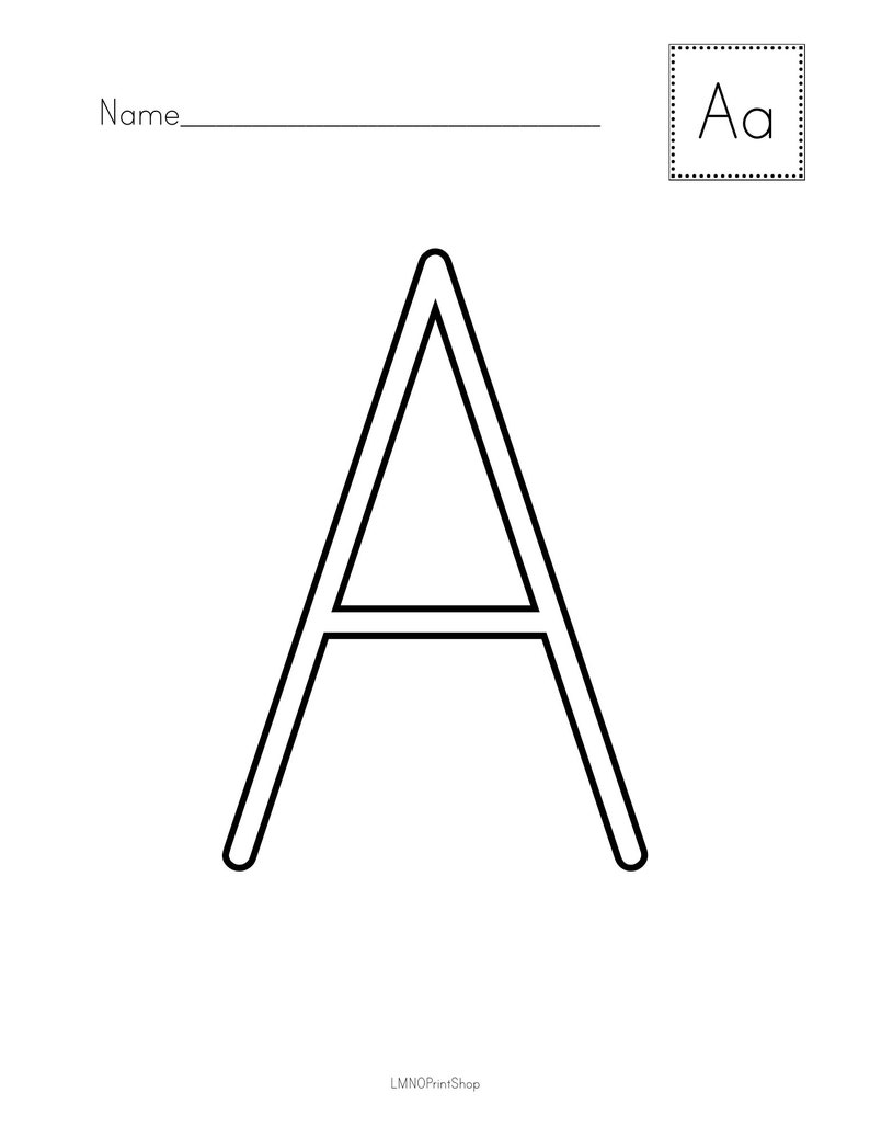 Simple Alphabet Outline Coloring Worksheets - Toddler Preschool ...