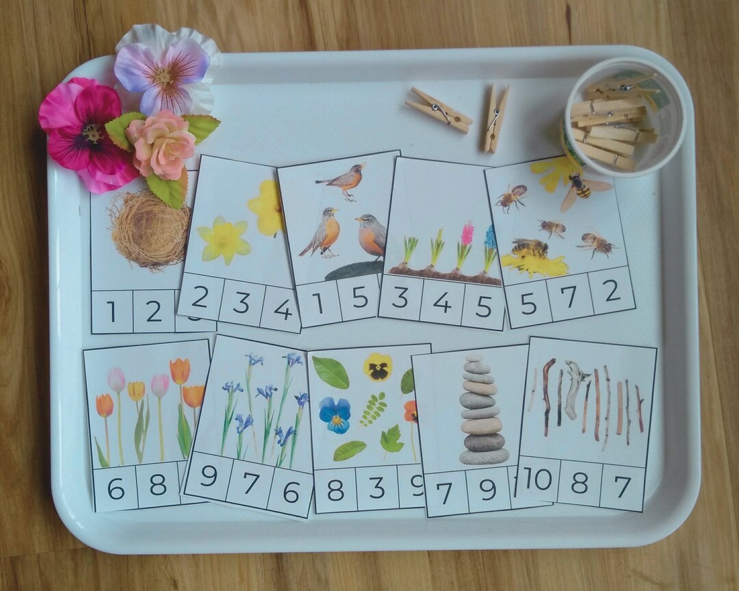 Spring Nature Counting Number Clip Cards 0-10 - Toddler Preschool Prek ...