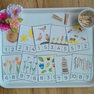 Spring Nature Counting Number Clip Cards 0-10 - Toddler Preschool Prek ...