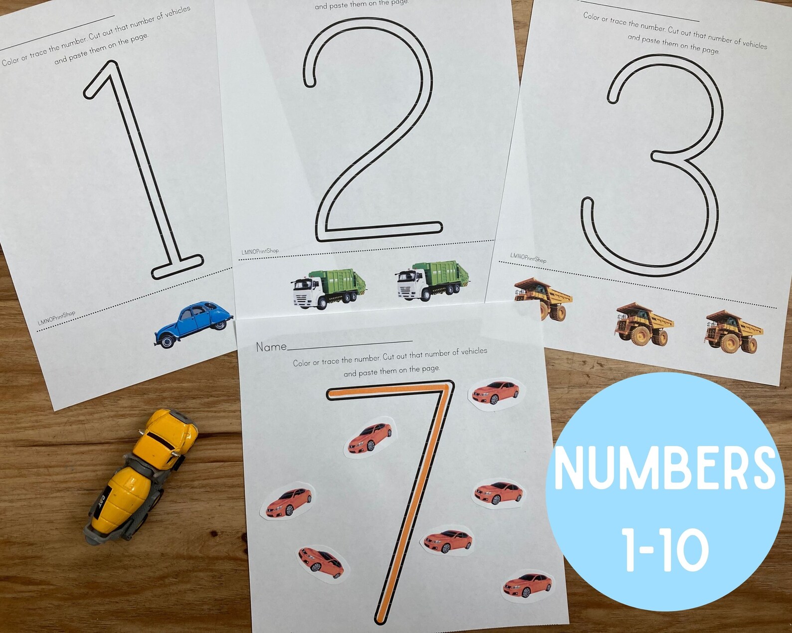 Cars Cut and Paste Worksheets - Printable Transportation Trucks ...