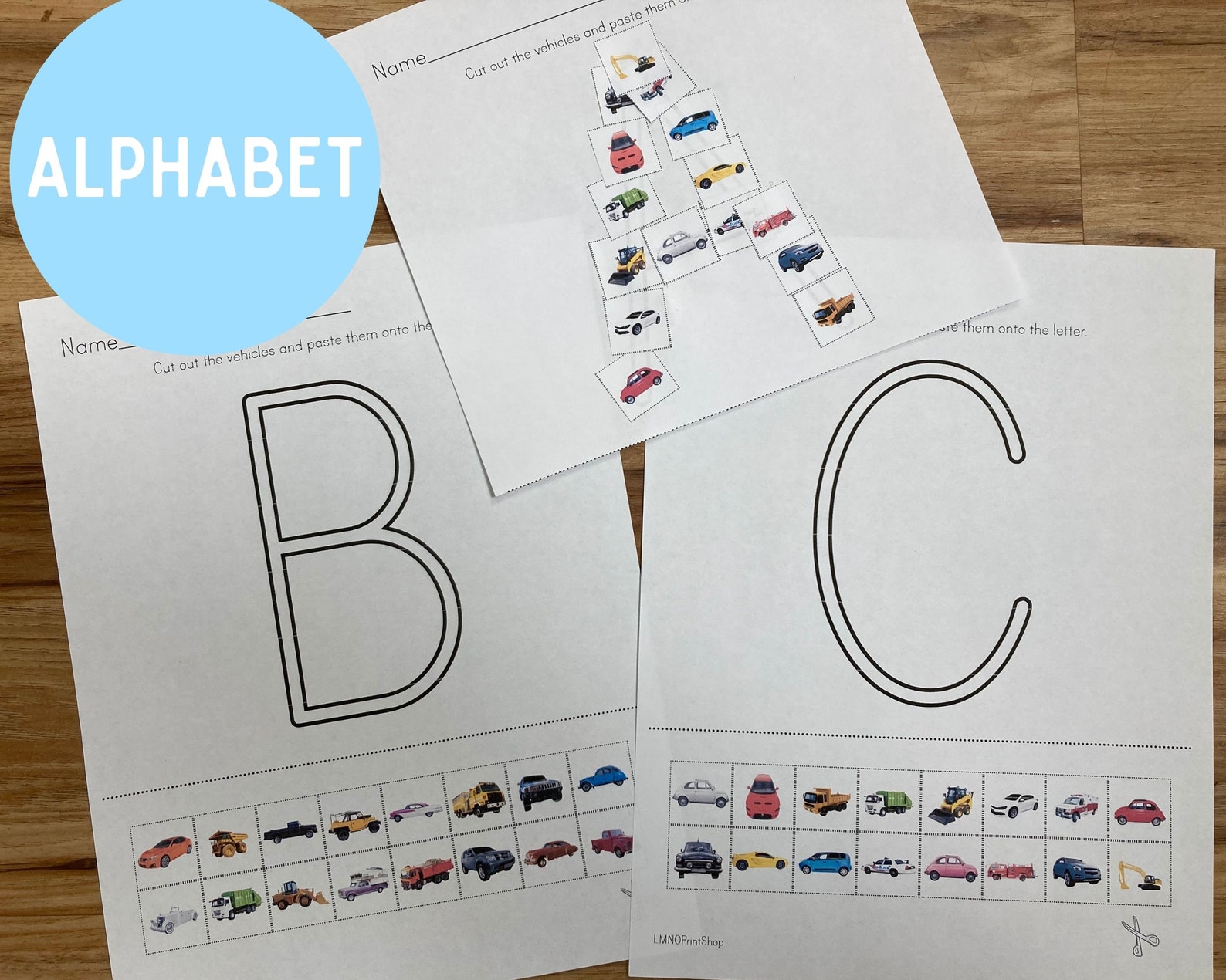 Cars Cut and Paste Worksheets Printable Transportation - Etsy
