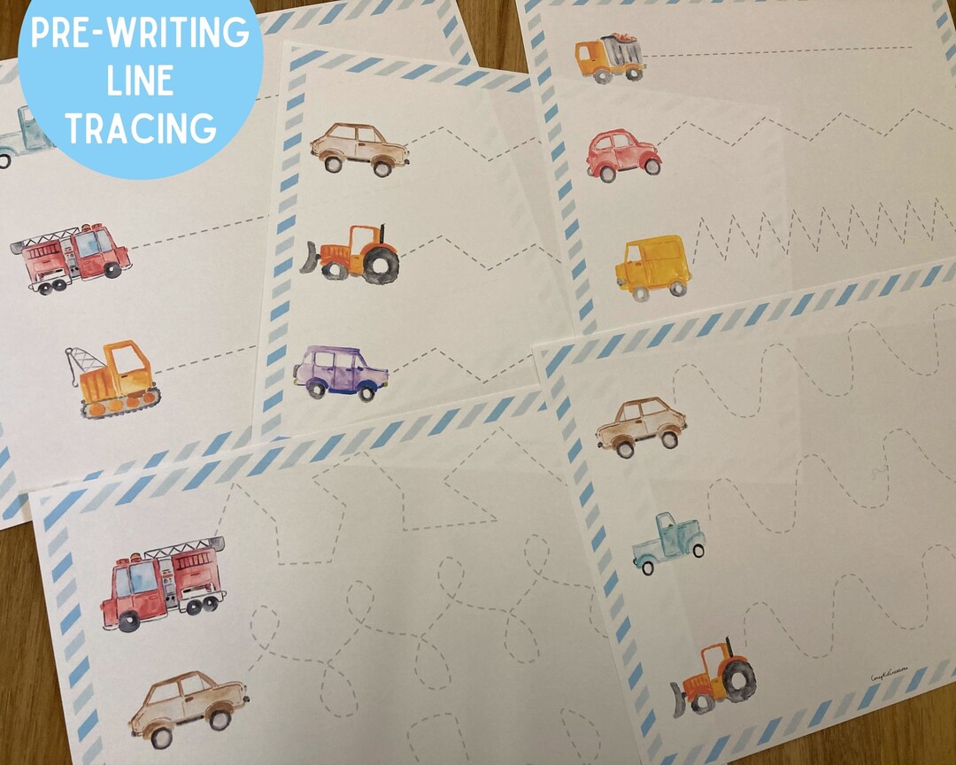 Busy Book Pages LINE TRACING Writing Cars & Trucks Toddler/preschool ...