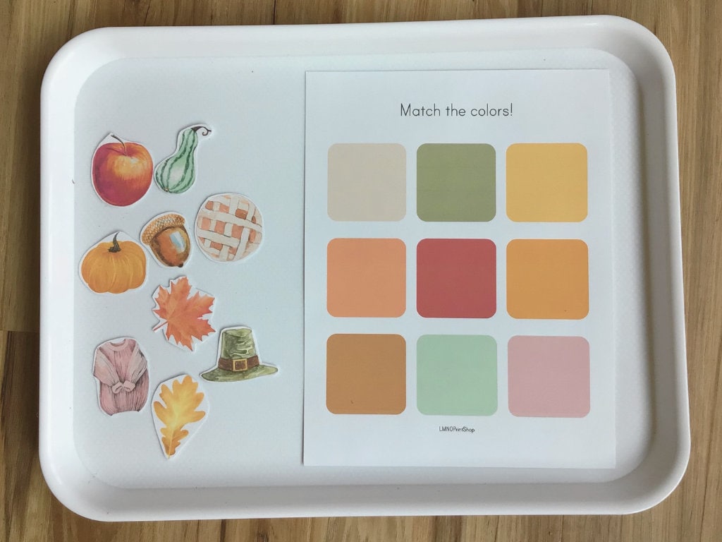 Fall Color Matching Busy Book Printable - Montessori Watercolor ...