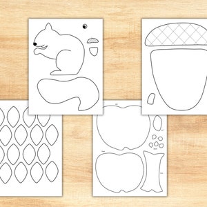 Fall Crafts - Autumn One Page Activity - Build a Squirrel Acorn Apple ...