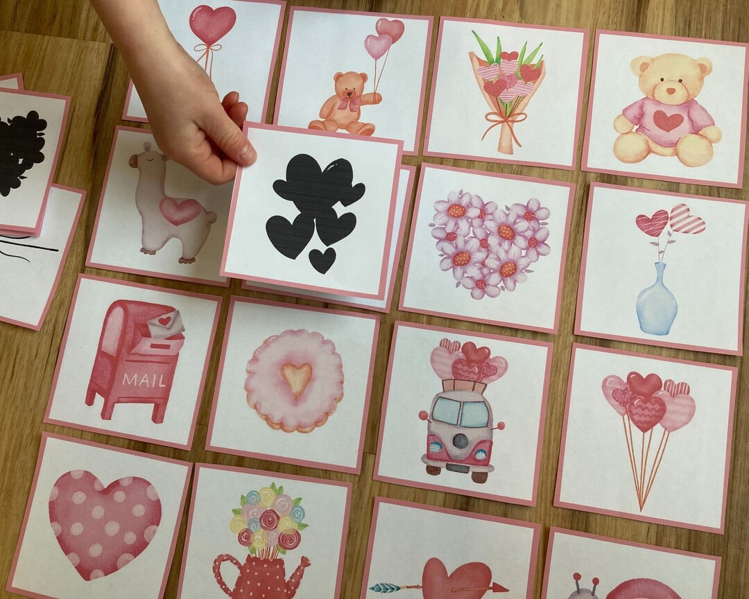 Valentines Day Shadow Matching Cards - Preschool Printable - Montessori ...