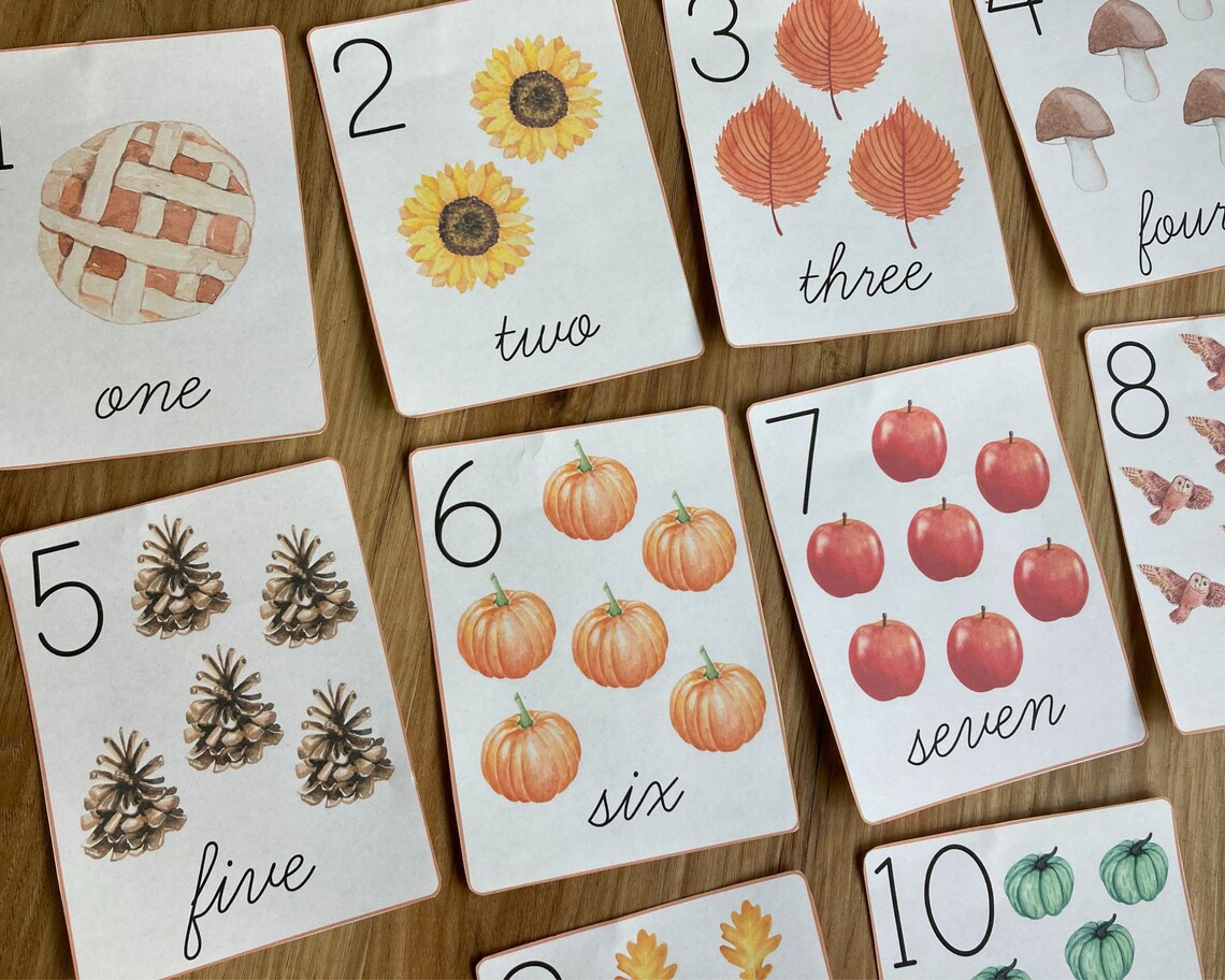 1-10 Number Cards Fall Autumn Themed Preschool Daycare - Etsy