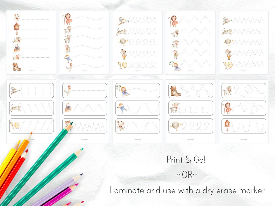 Nursery Rhyme Pre-writing Line Tracing - Handwriting Practice - Toddler ...