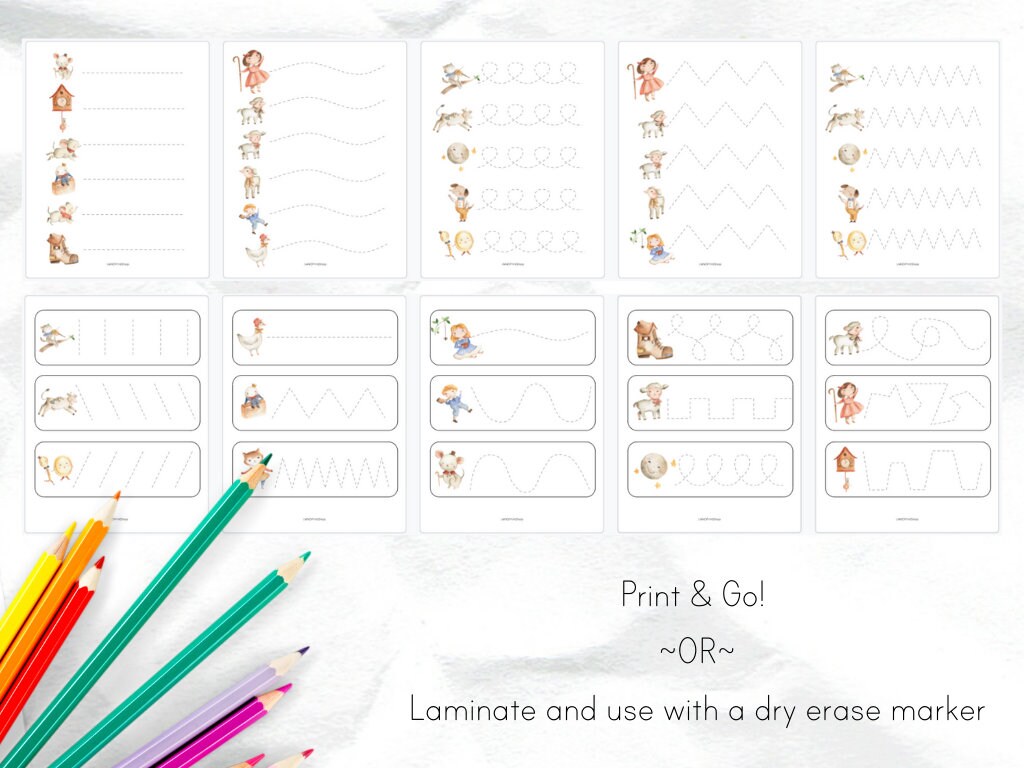 Nursery Rhyme Pre-writing Line Tracing - Handwriting Practice - Toddler ...