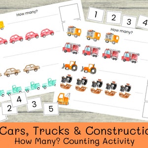 Cars & Trucks Busy Book COUNTING How Many NUMBERS 1-5 | Etsy