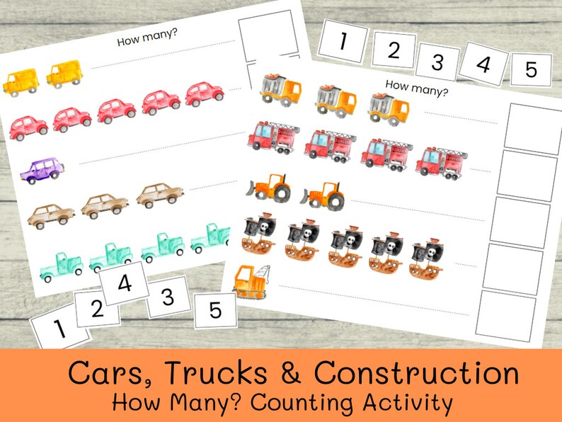 Cars & Trucks Busy Book COUNTING How Many NUMBERS 1-5 | Etsy