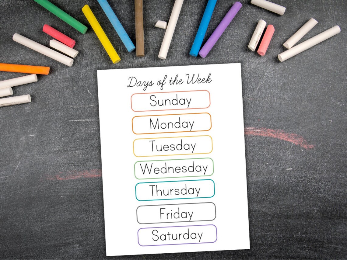Days of the Week Calendar Bulletin Board Poster Busy Book | Etsy