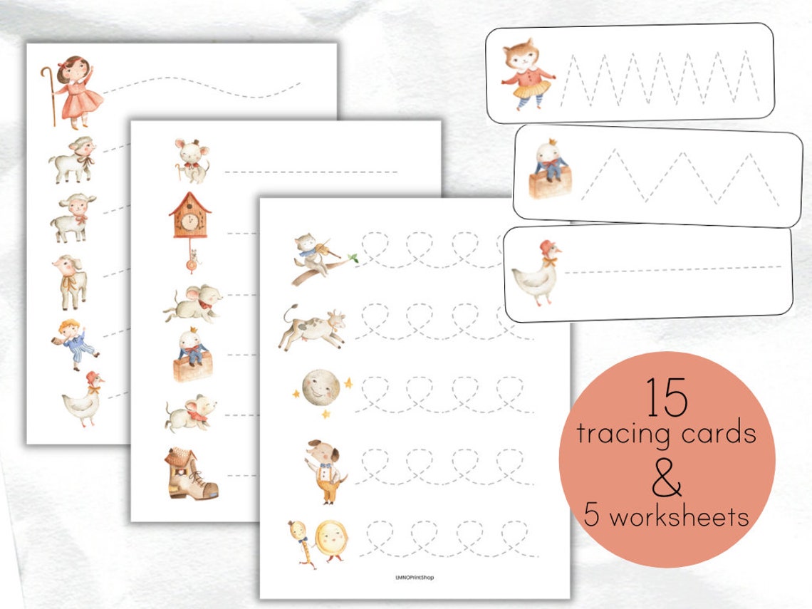 Nursery Rhyme Pre-writing Line Tracing Handwriting Practice - Etsy