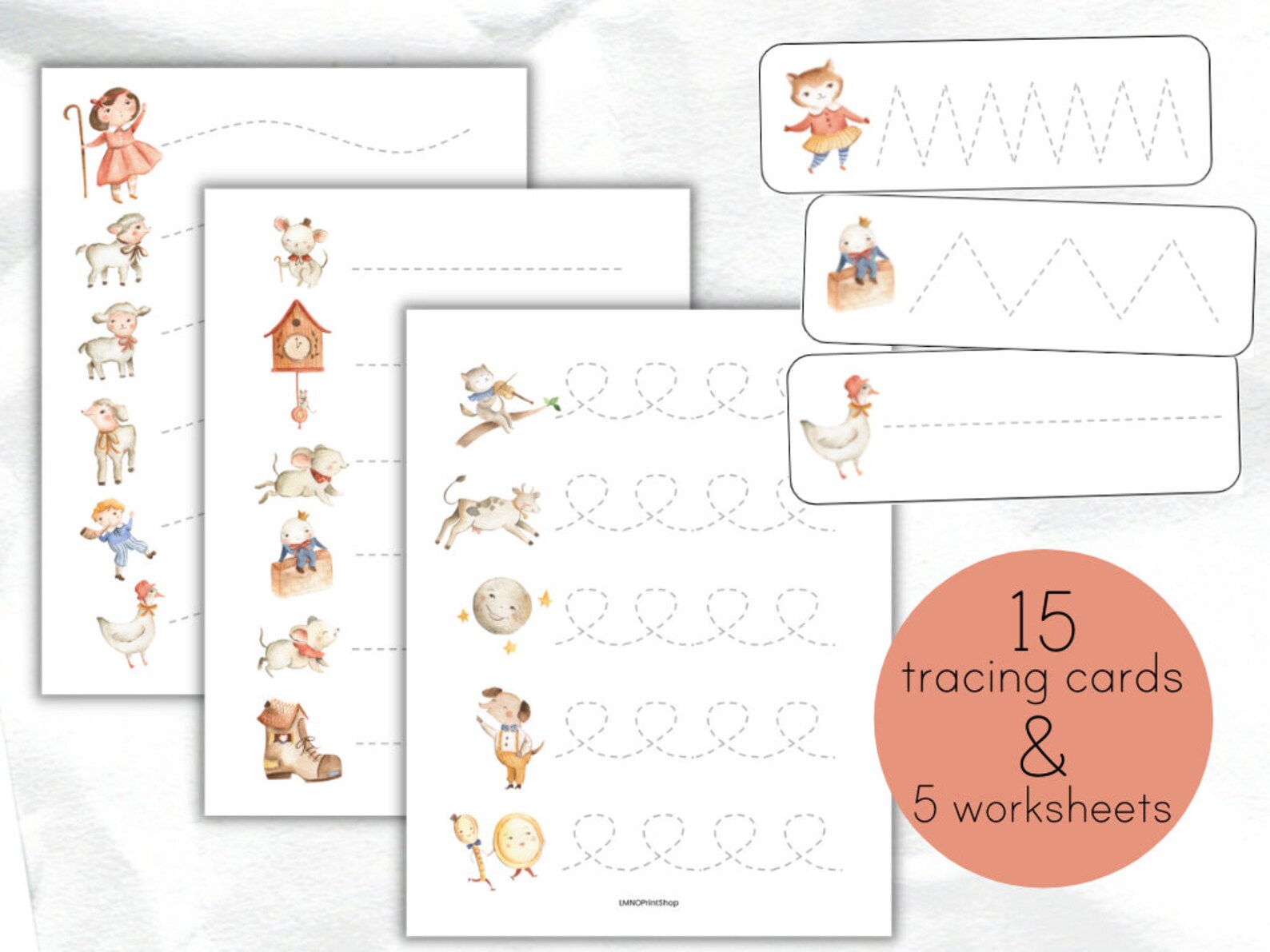 Nursery Rhyme Pre-writing Line Tracing Handwriting Practice Toddler ...