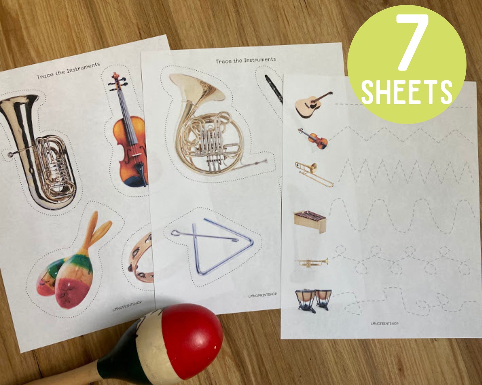 Music Instruments Preschool Printable Line Tracing Writing Practice Pre ...