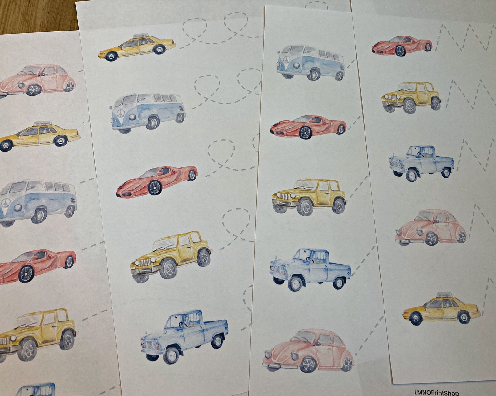 Cars Trucks Line Tracing Cards & Worksheets - Pre-writing Handwriting ...