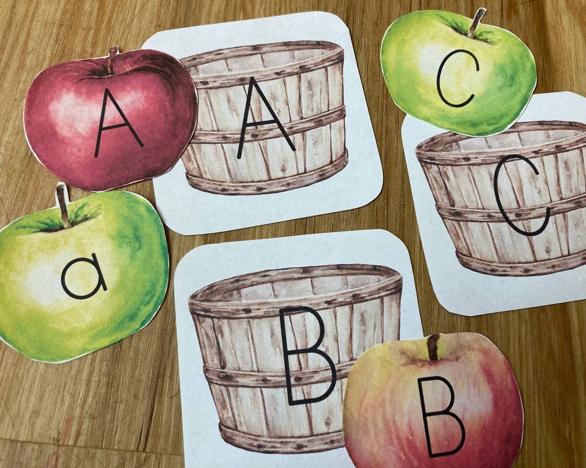 Apple Alphabet Matching Cards - Preschool Toddler Kindergarten Letters ...