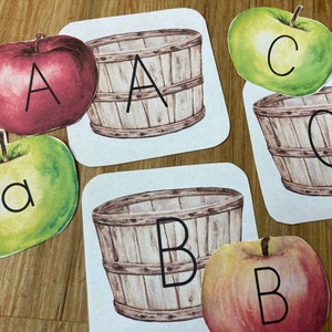 Apple Alphabet Matching Cards - Preschool Toddler Kindergarten Letters ...