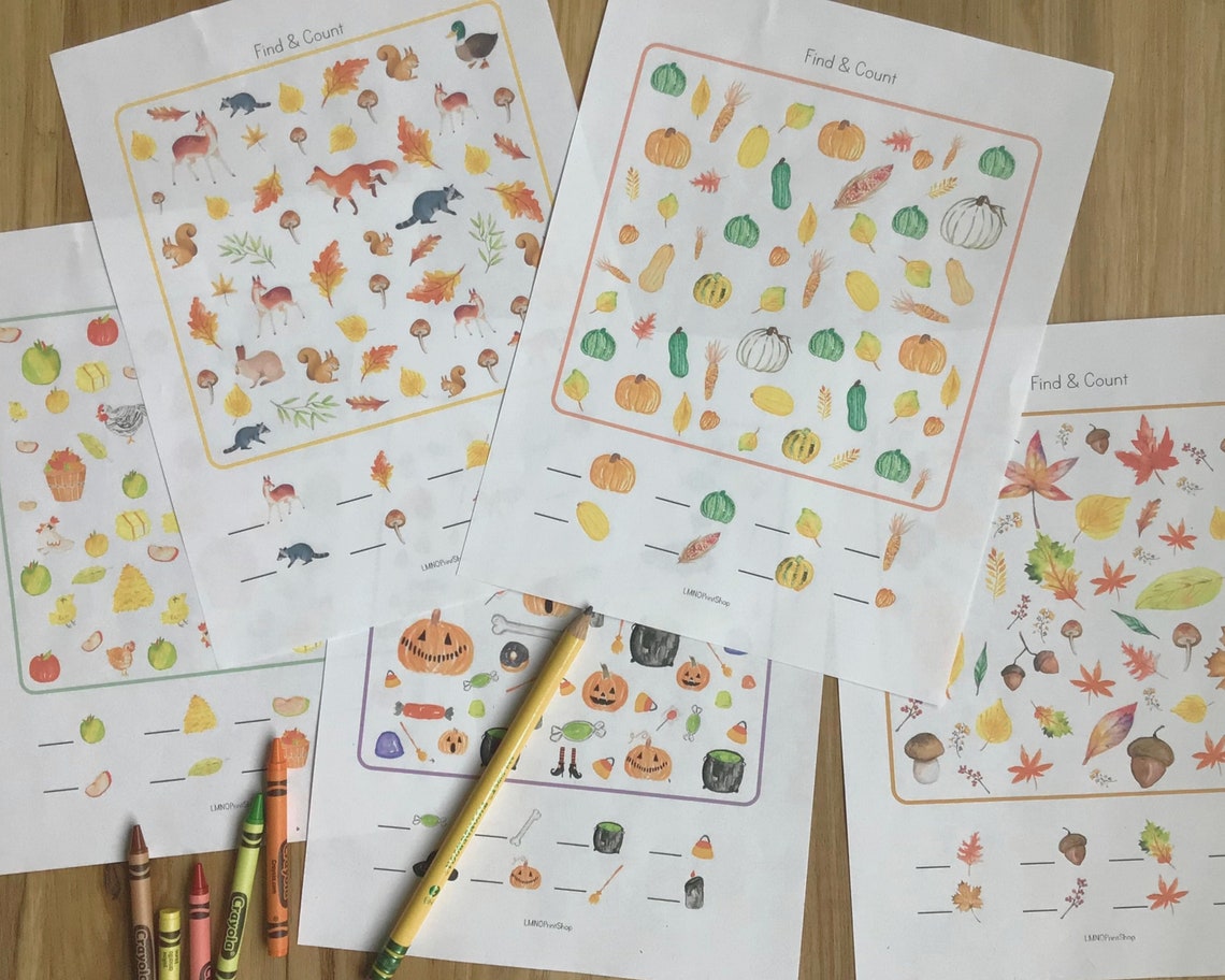 Find and Count Fall Autumn iSpy Printable Back to School | Etsy