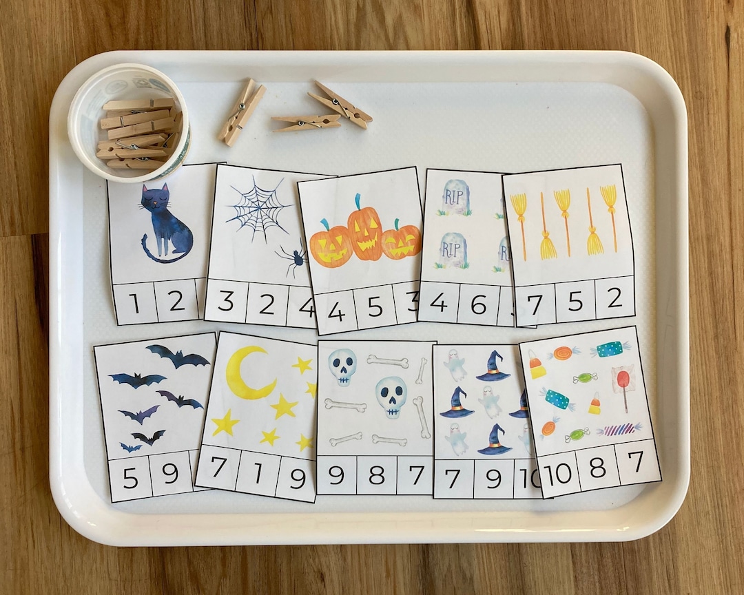Halloween Number Clip Counting Cards - 1-10 Montessori Preschool ...