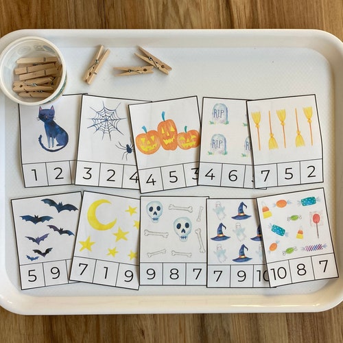 Fall Leaves Counting Cards Clip Cards Montessori - Etsy