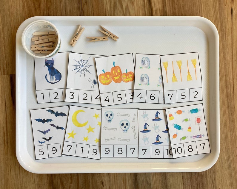Halloween Number Clip Counting Cards - 1-10 Montessori Preschool ...