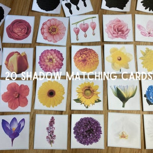 Flower Shadow Matching AND Symmetry Cards Set - Montessori Activity ...