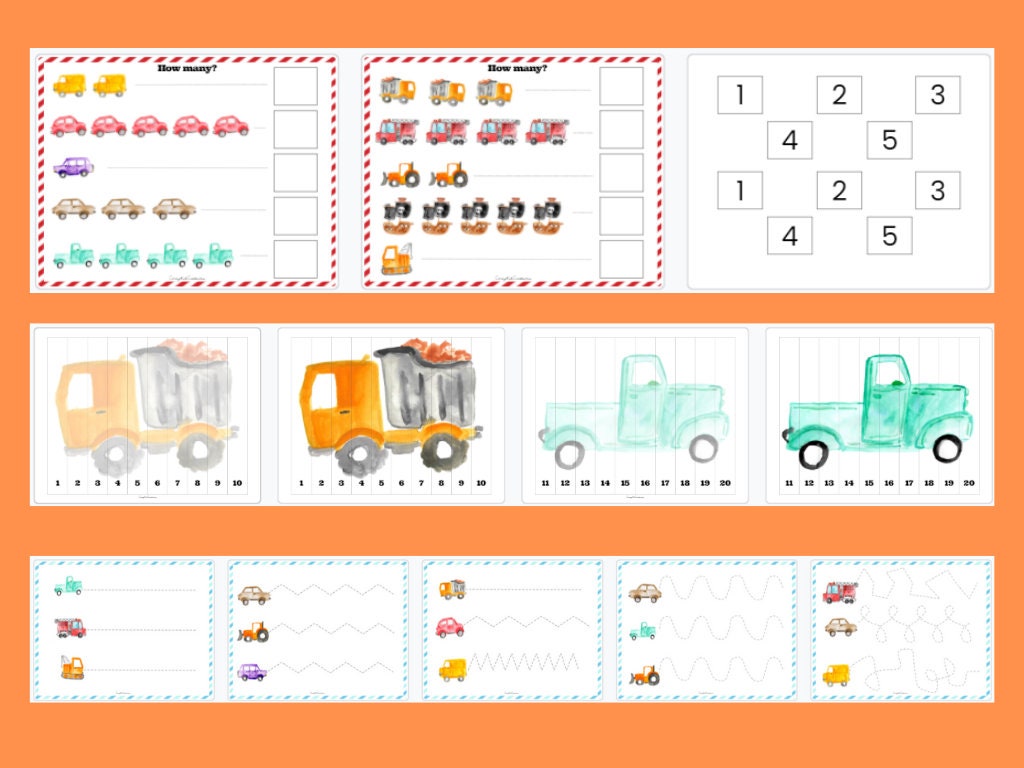 Busy Book Binder Cars Trucks Firetruck Construction BUNDLE | Etsy