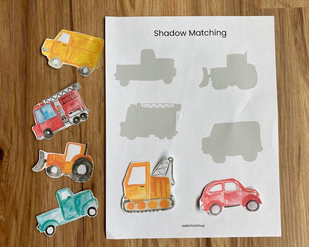 Cars & Trucks Shadow Matching - Printable Busy Book Binder Page ...