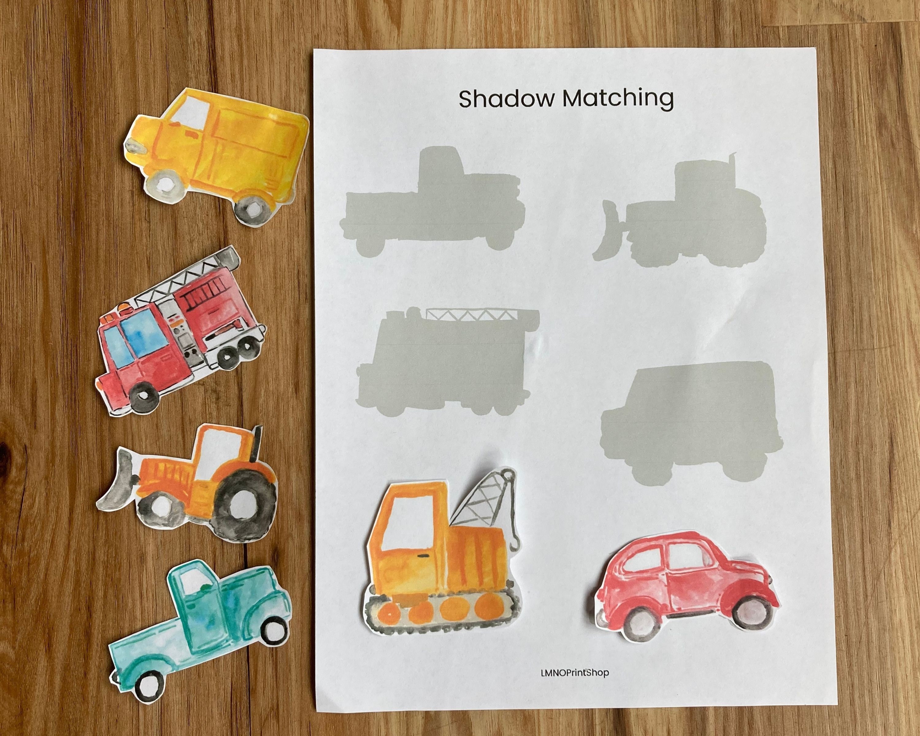 Cars & Trucks Shadow Matching Printable Busy Book Binder - Etsy